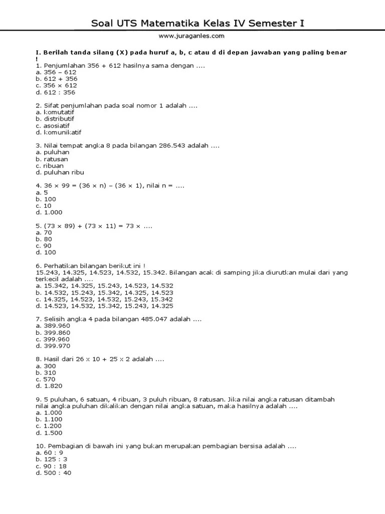 Soal Matematika Kelas 6 Juragan Les Funmat