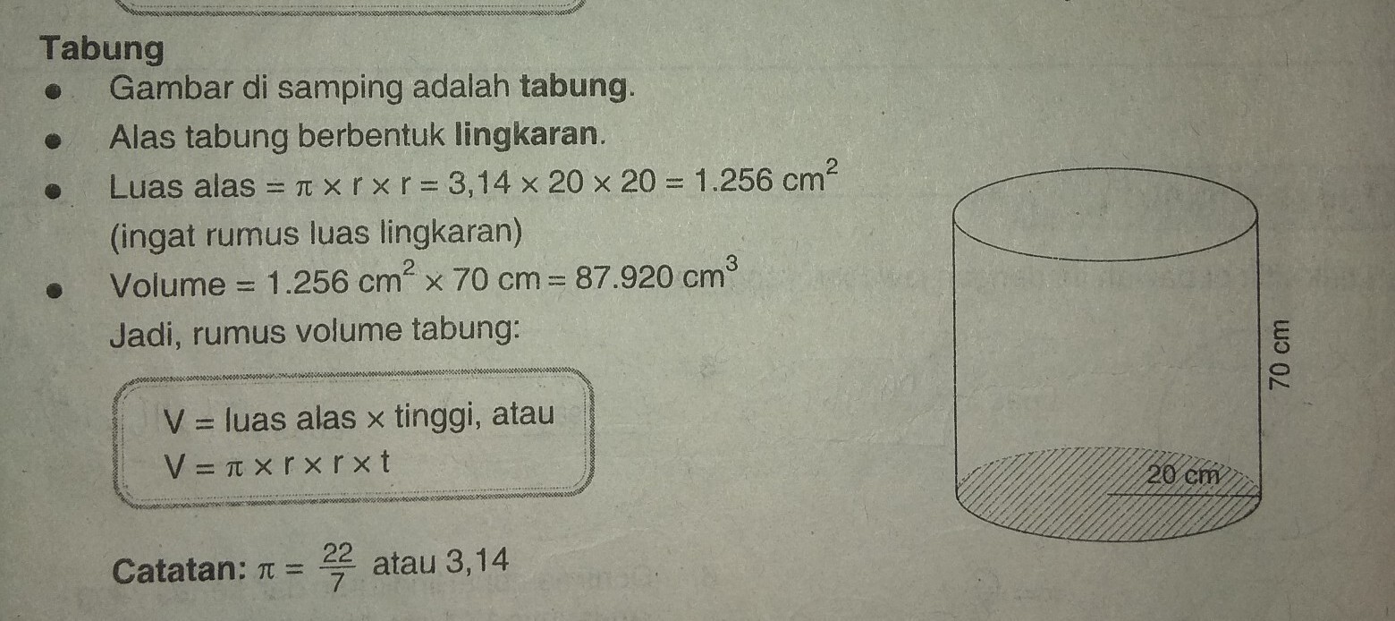 Rumus Volume Tabung Diameter Matematika Dasar Riset