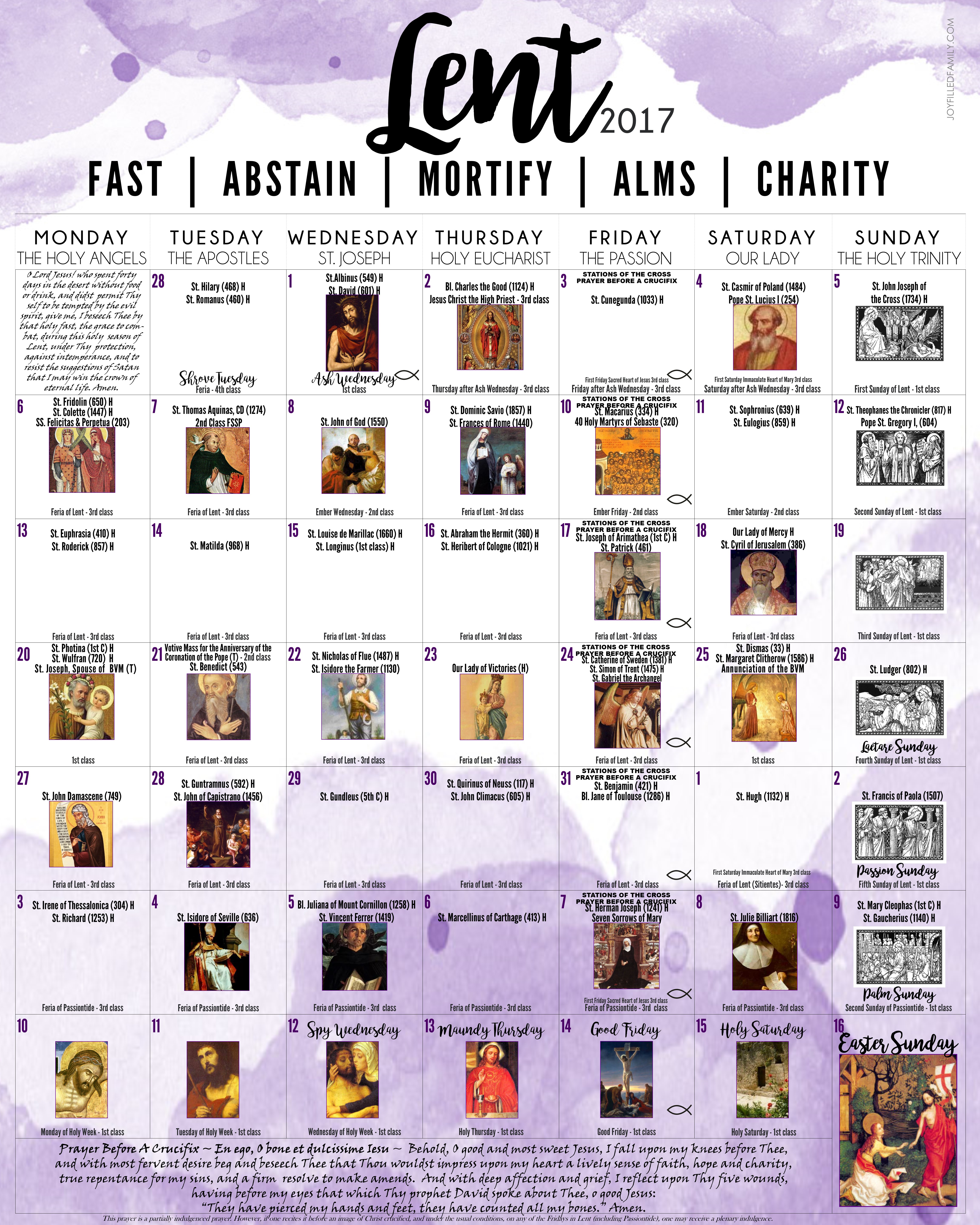 Lent Calendar 2023 Catholic