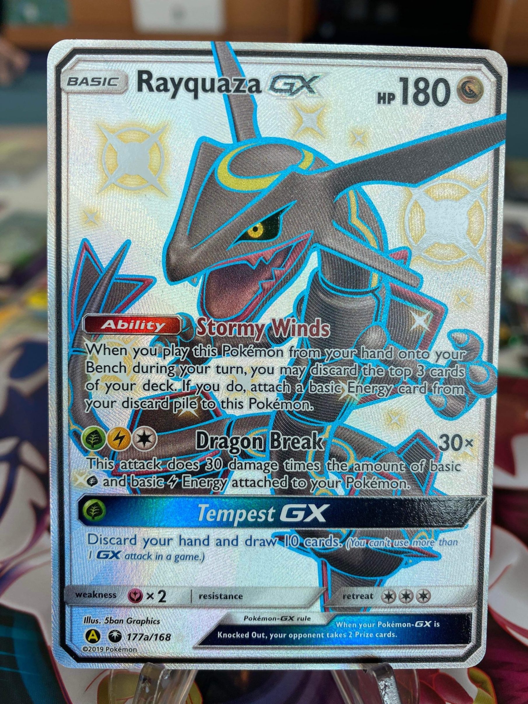 2019 Pokemon Rayquaza Gx Full Art Celestial Storm 177a Of 168 Holo Mint