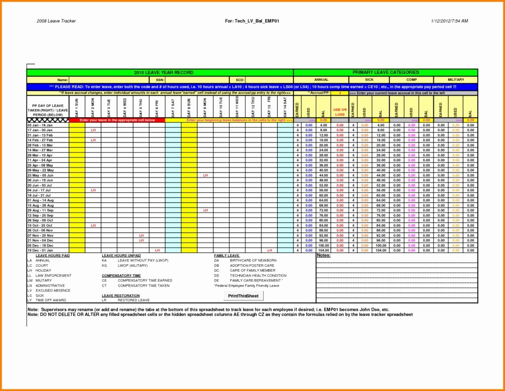 Attendance Calendar Template Excel