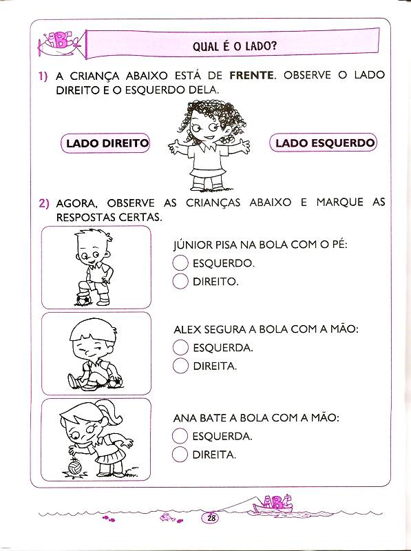 22 Atividades Sobre Lateralidade Direito E Esquerda Para Imprimir