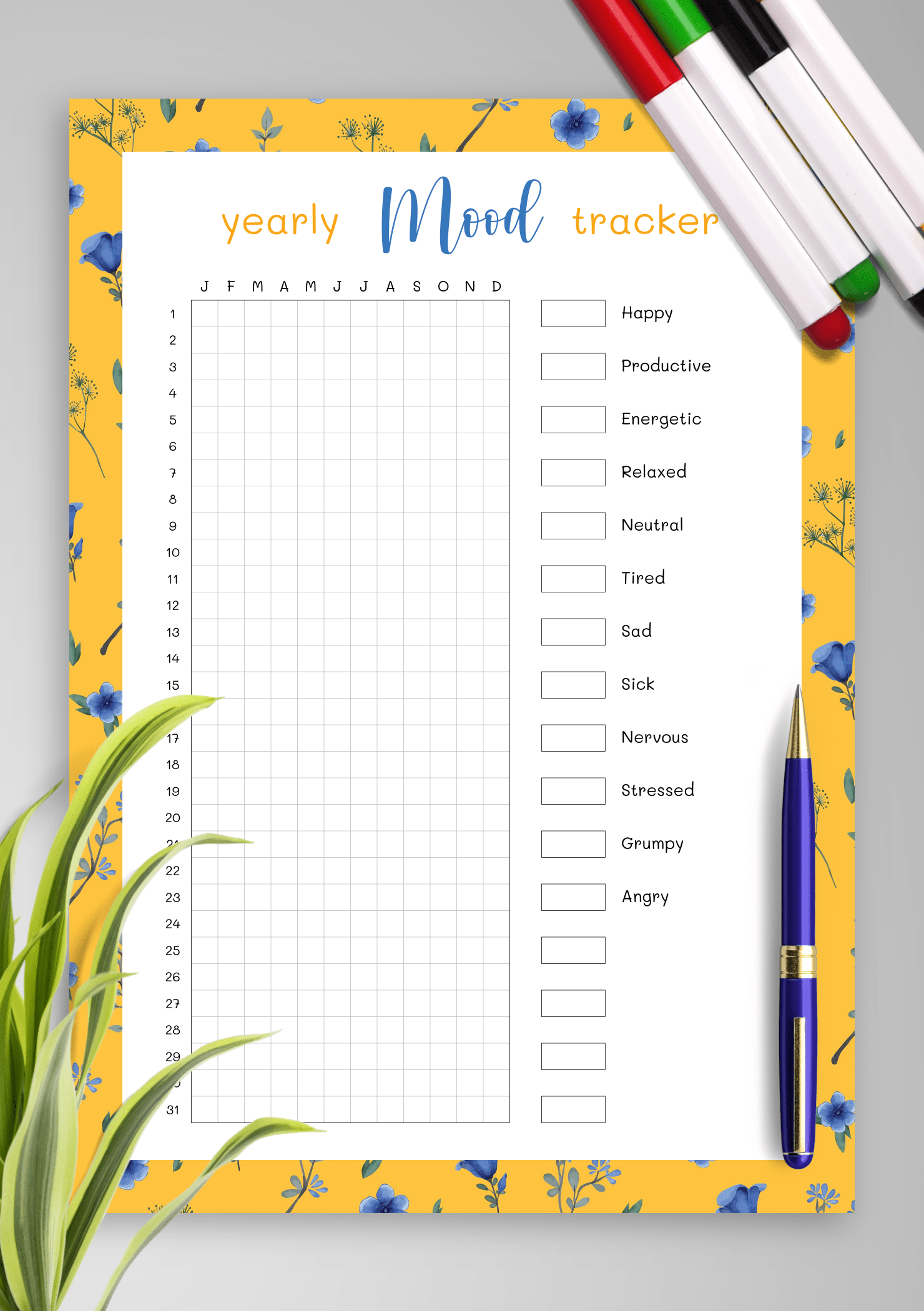 Yearly Mood Tracker Printable Printable Word Searches