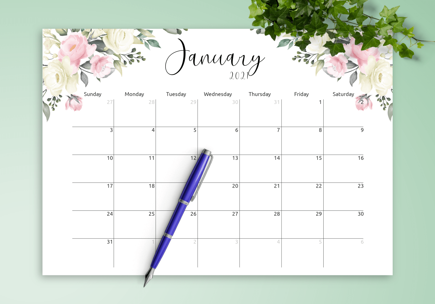 Free Monthly Printable Calendars
