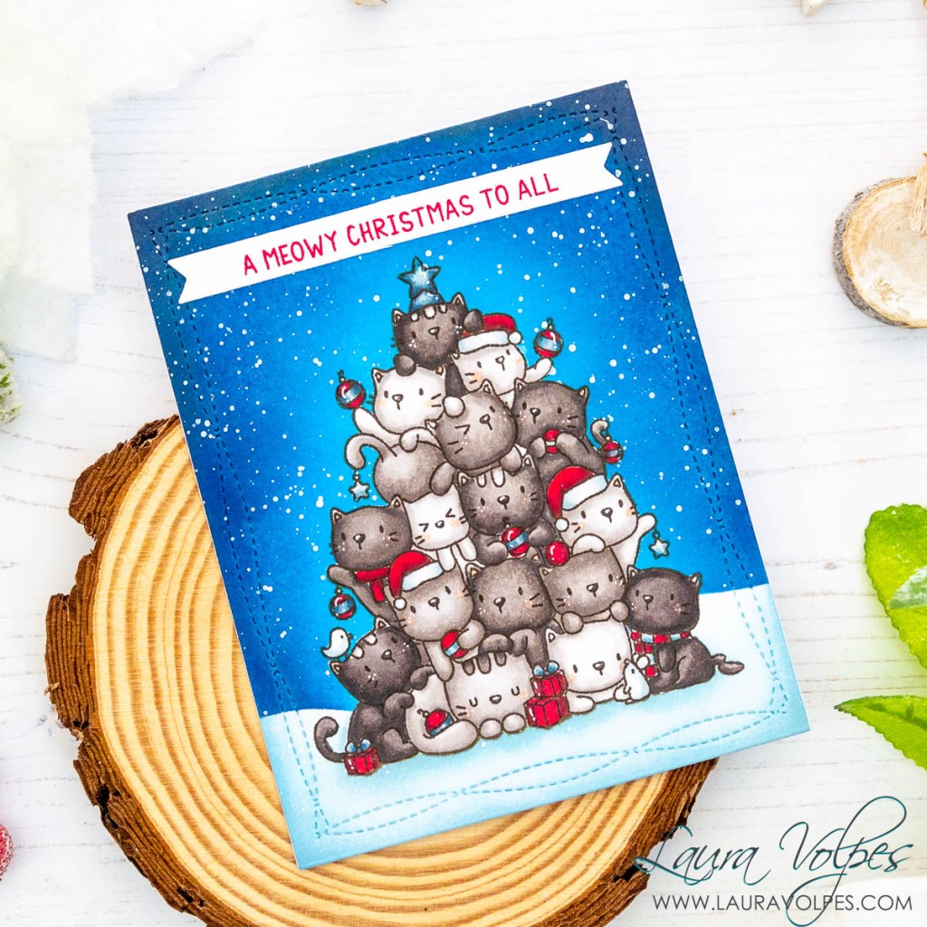 One Layer Christmas Card Mama Elephant Oh Kitty Tree