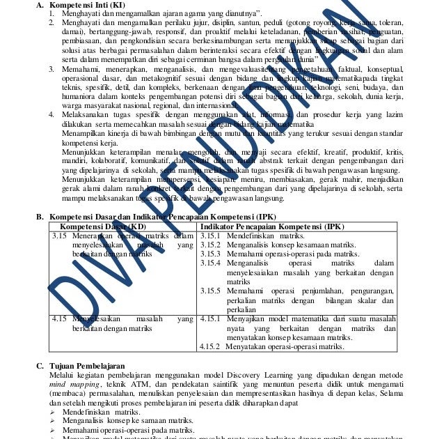 Download Silabus Matematika Wajib Kelas Xi Kurikulum 2013 Revisi 2017