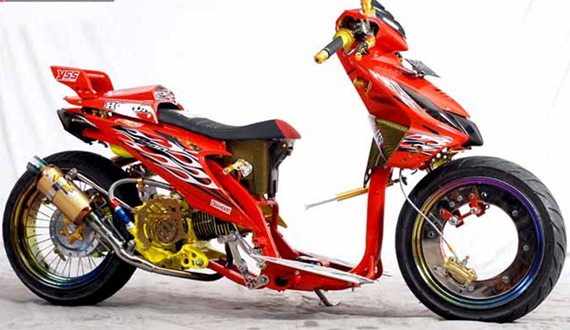 Modifikasi Motor Mio M3 Warna Merah Roda2part