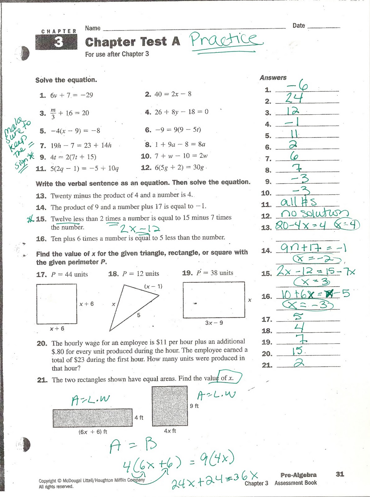 Big Ideas Math Chapter 4 Review Answers Green Porto