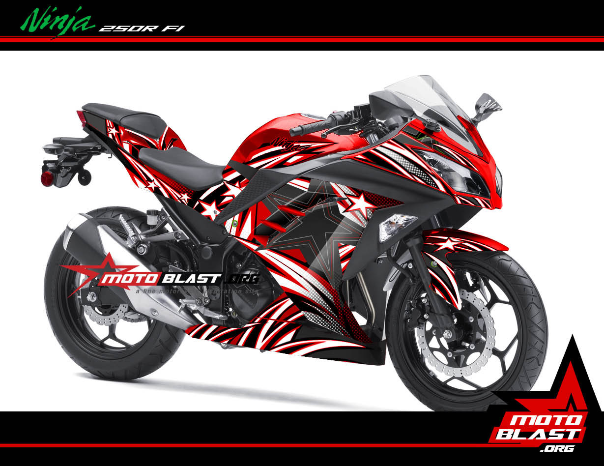 Modifikasi Striping Ninja 250r Fi Red Black Star