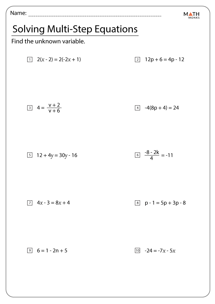 Solving Two Step Equations With Integers Worksheet Answers Tessshebaylo