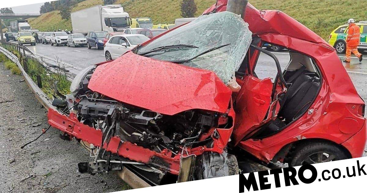 Driver Survives Horror Crash On M62 Motorway West Yorkshire Metro News