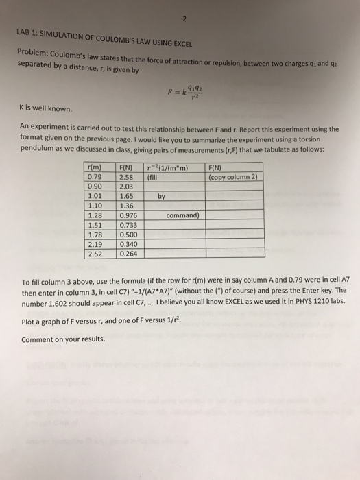 Coulombs Law Worksheet