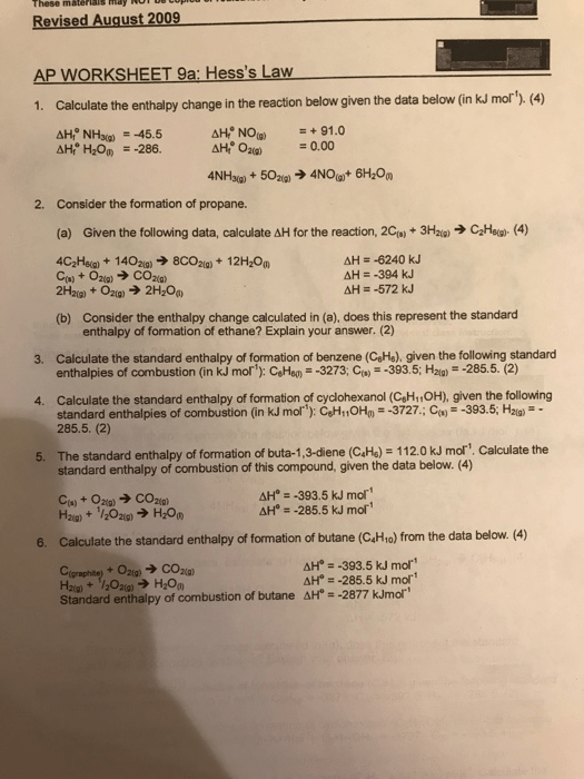 20 Hesss Law Worksheet Worksheets Decoomo