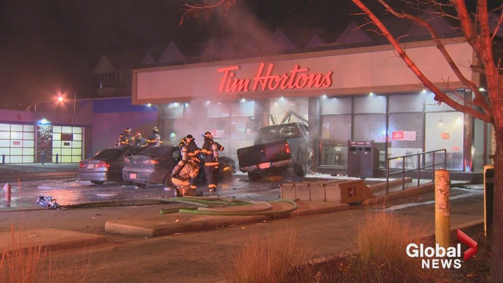 Truck Crashes Into Tim Hortons In Kelowna Sparks Blaze Okanagan