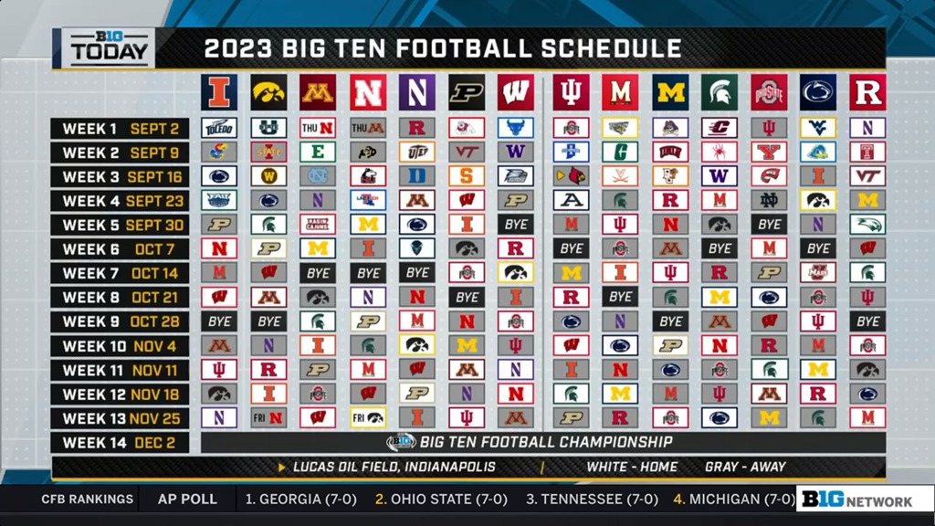 Printable Big Ten 2021 Fb Schedule