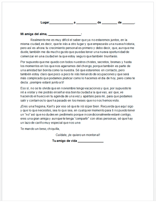 Carta De Despedida Para Tu Mejor Amiga Esas Cartas