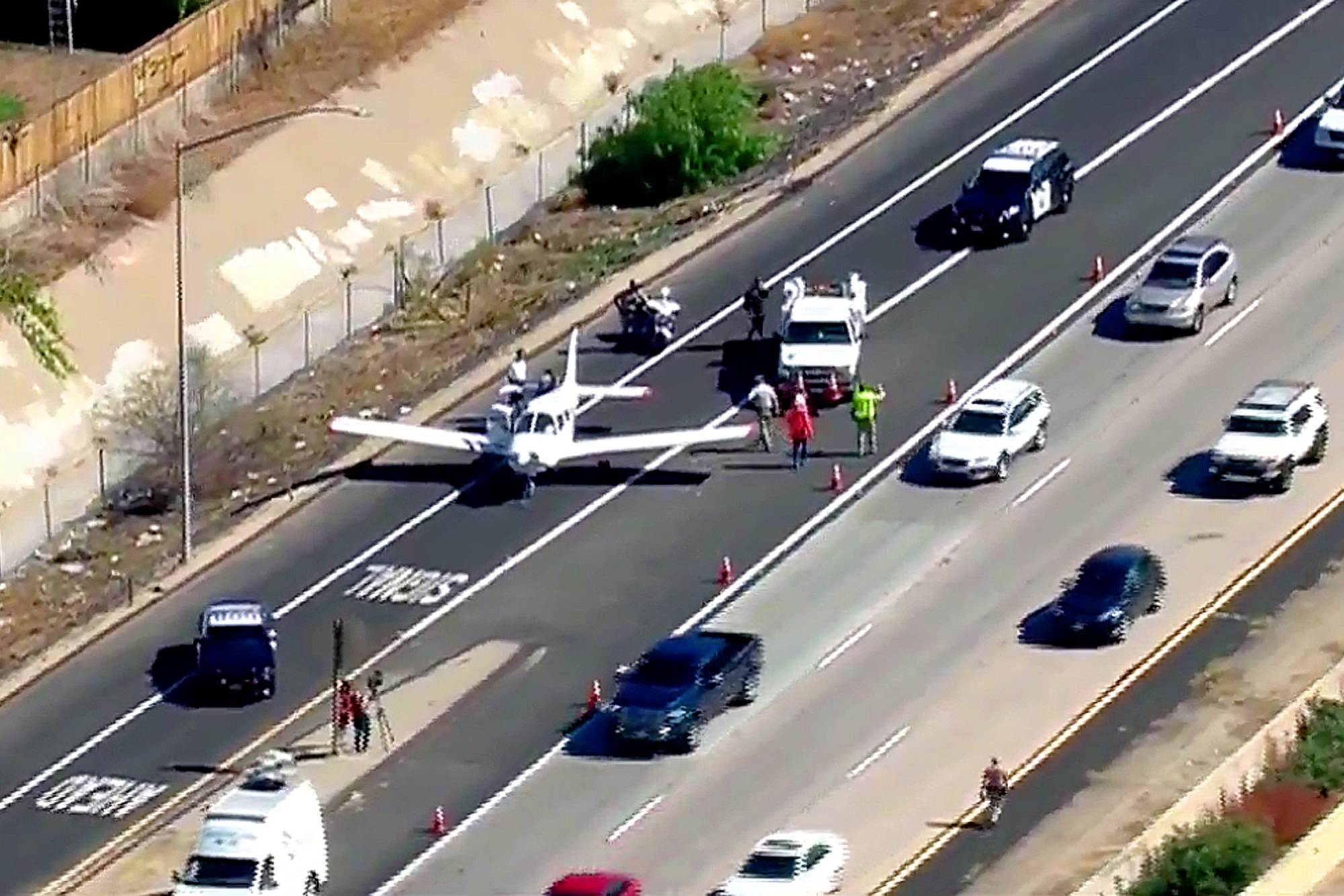 Plane Makes Emergency Landing On California Freeway