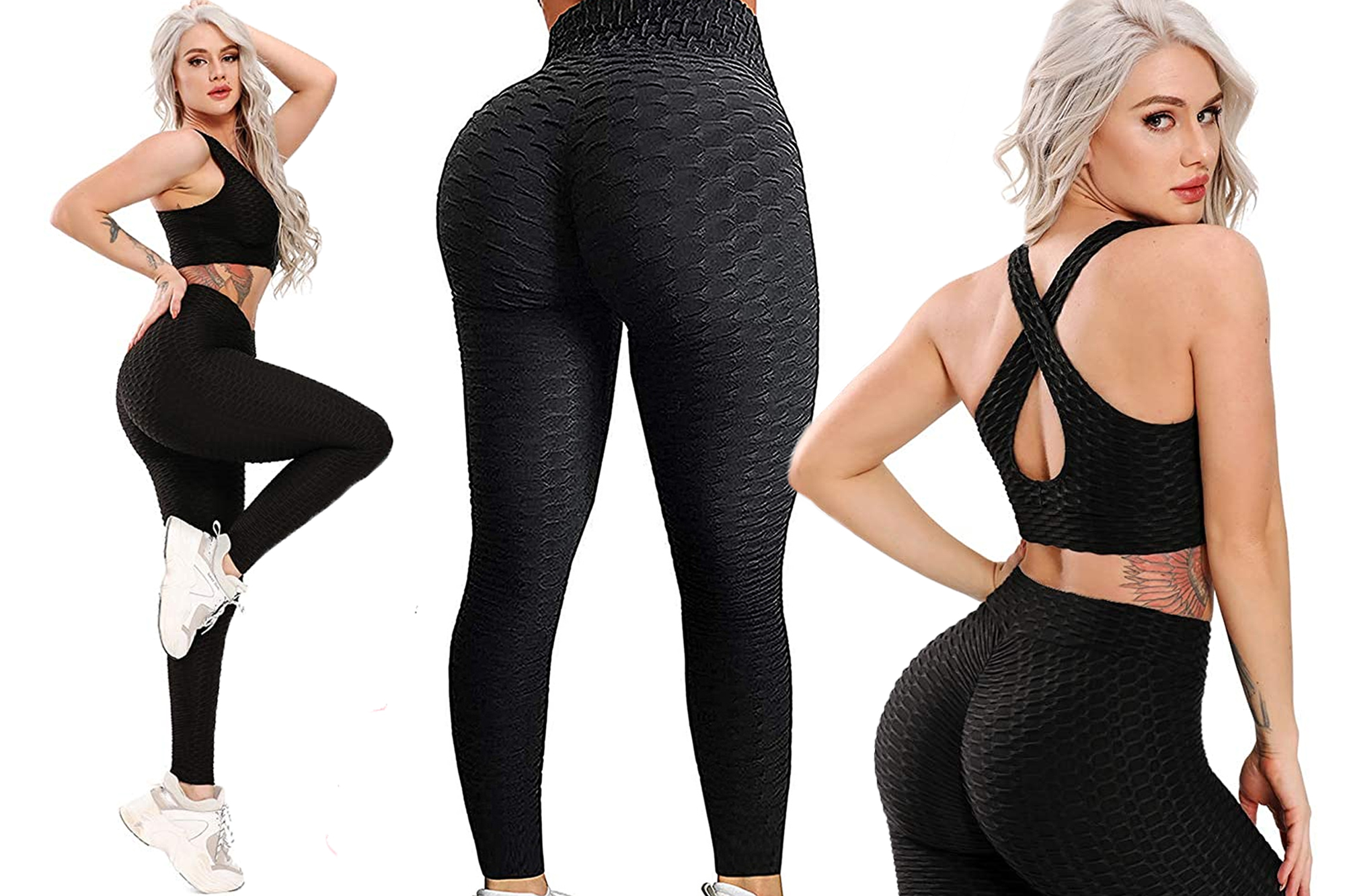 Gymspt High Waisted Butt Lift Scrunch Honeycomb Leggings For Womens