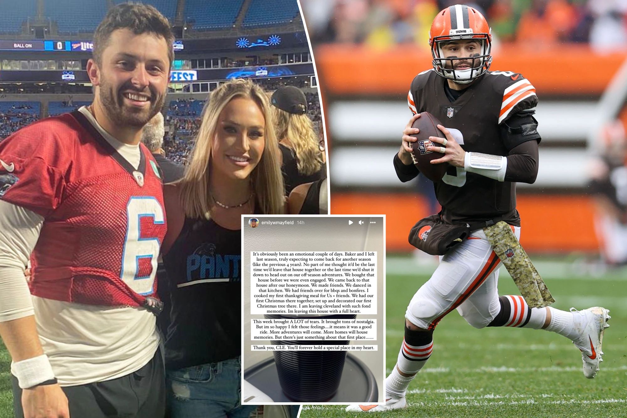 Baker Mayfields Wife Emily Emotional As Couple Leave Cleveland