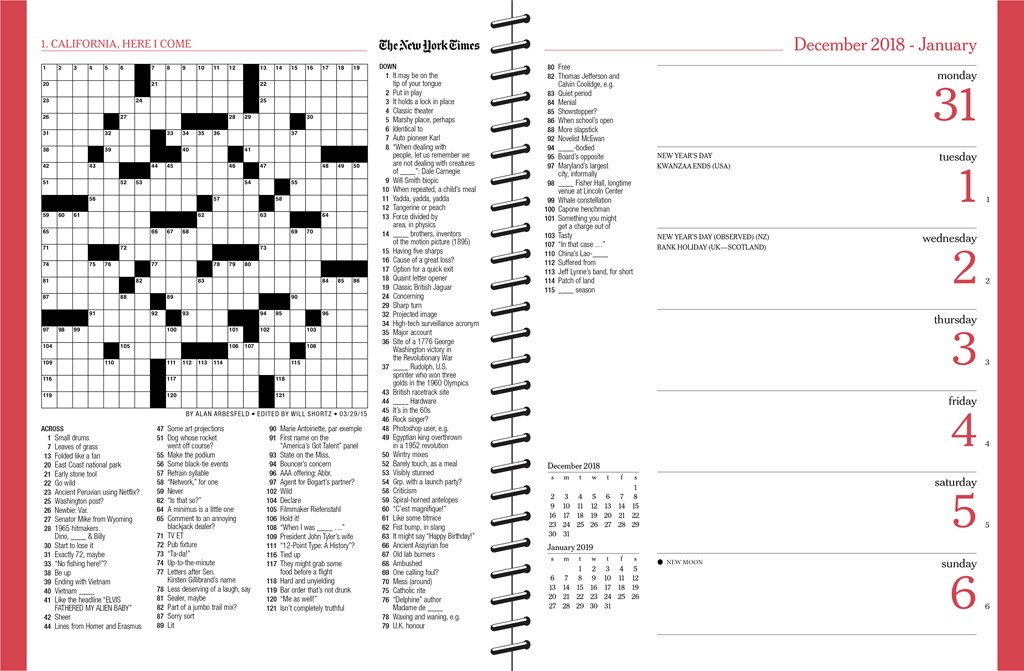 New York Times Crossword Calendar 2024 Calendar Printables