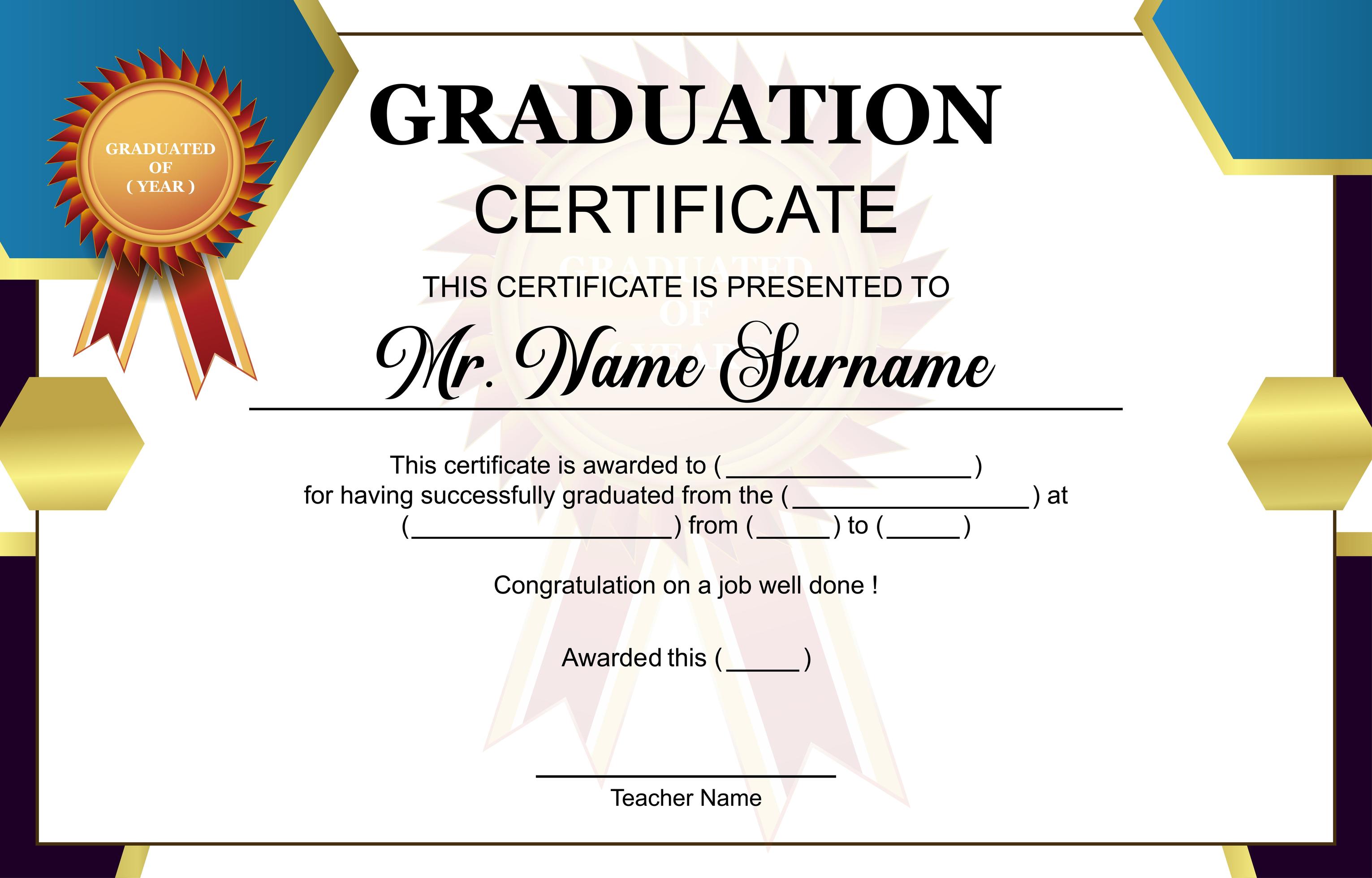 Certificate Of Graduation Template Word Printable Word Searches