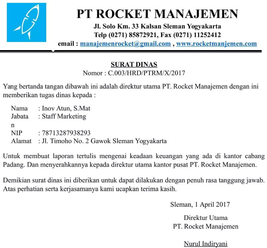 Cara Penulisan Kop Surat Yang Benar