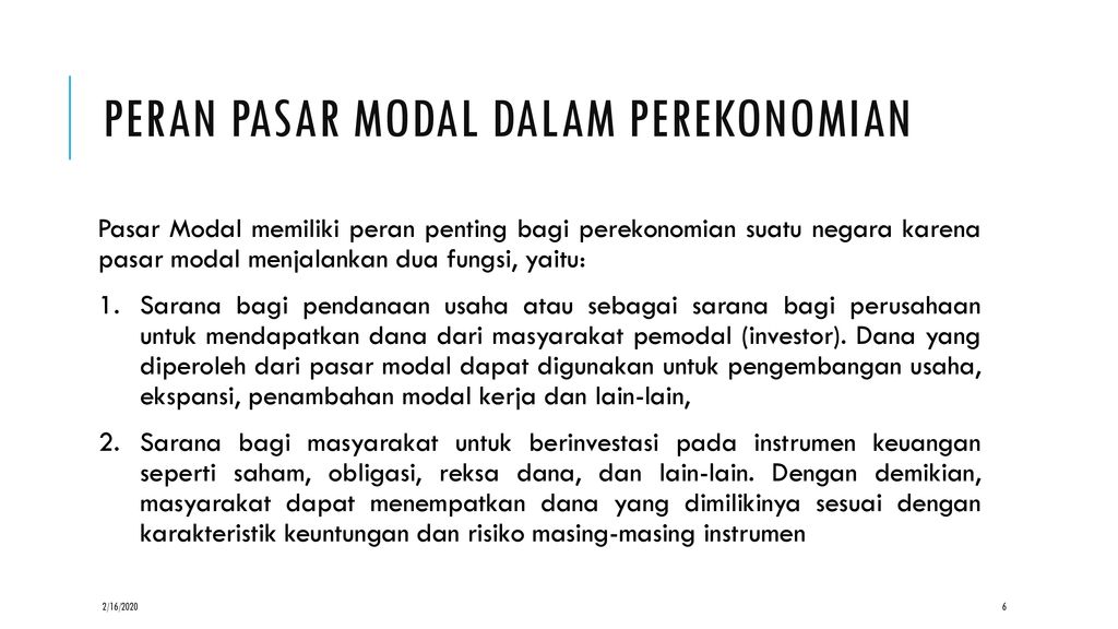 Peran Pasar Modal Dalam Perekonomian Ujian