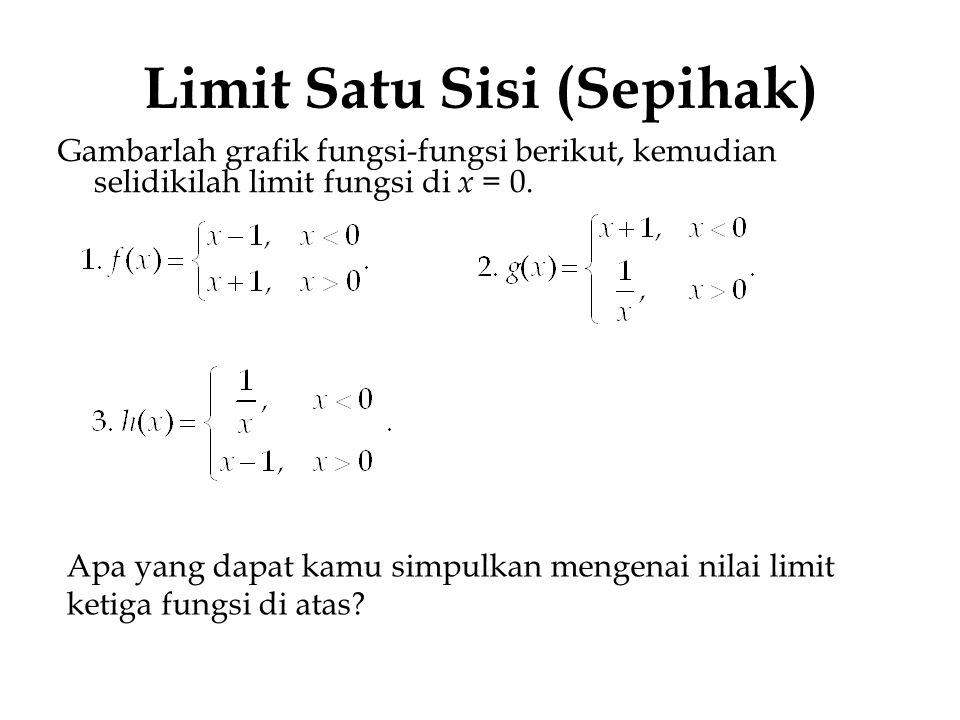 Contoh Soal Dan Pembahasan Limit Sepihak Riset