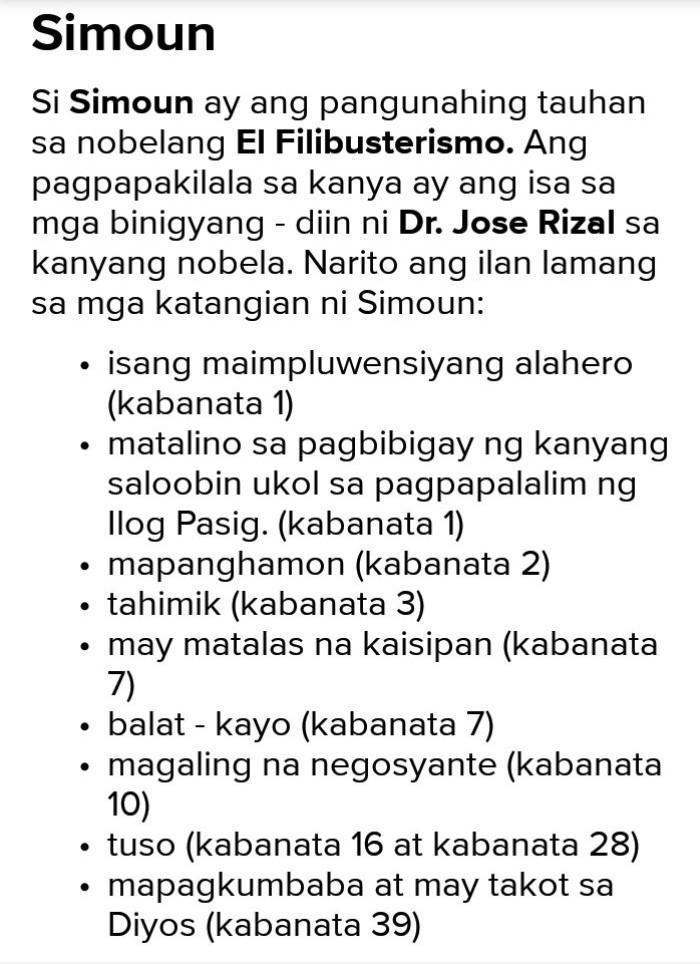 Katangian Ni Simoun Sa El Filibusterismo Aralin Philippines Hot Sex