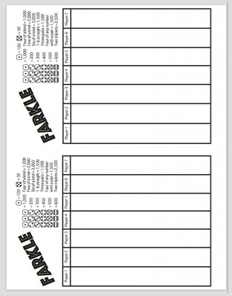 Free Printable Farkle Score Sheets Printable Word Searches