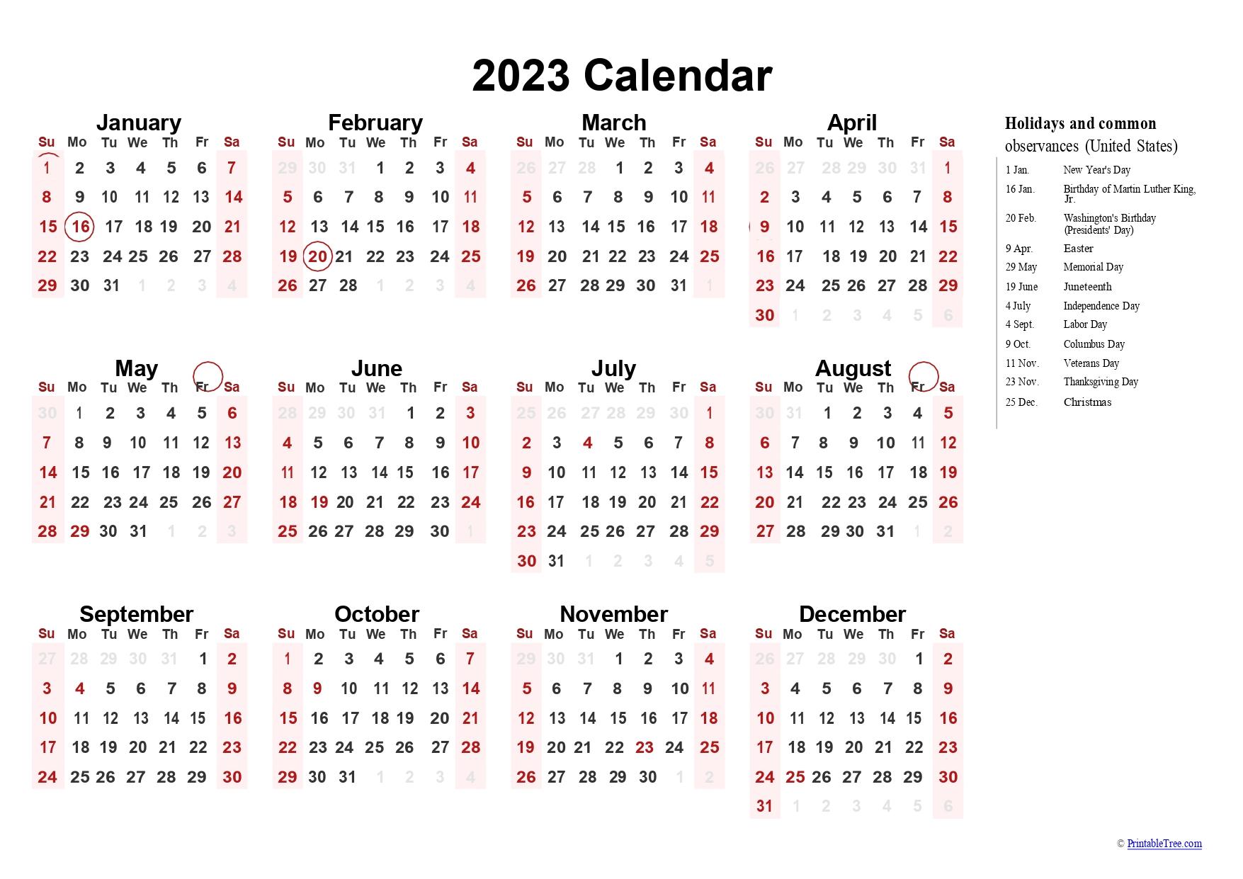 2023 And 2024 Calendar With Holidays Printable Free Ad Shop Christmas