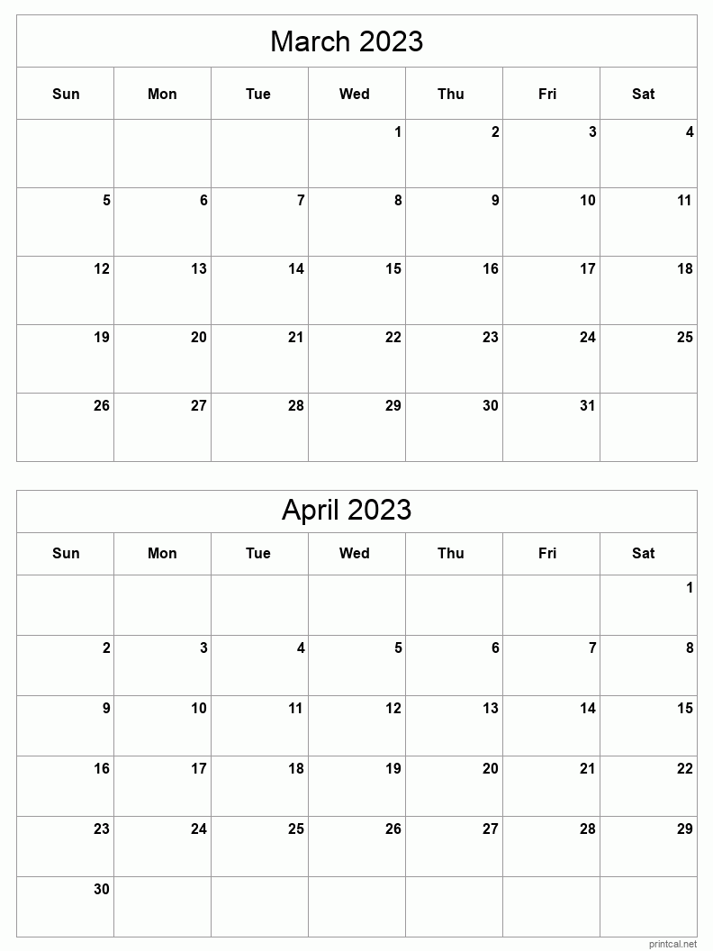 2 Month Calendar Template Word 2023