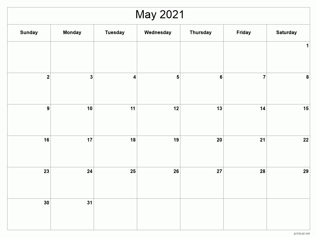 May Month Calendar 2021 Printable Printable Word Searches