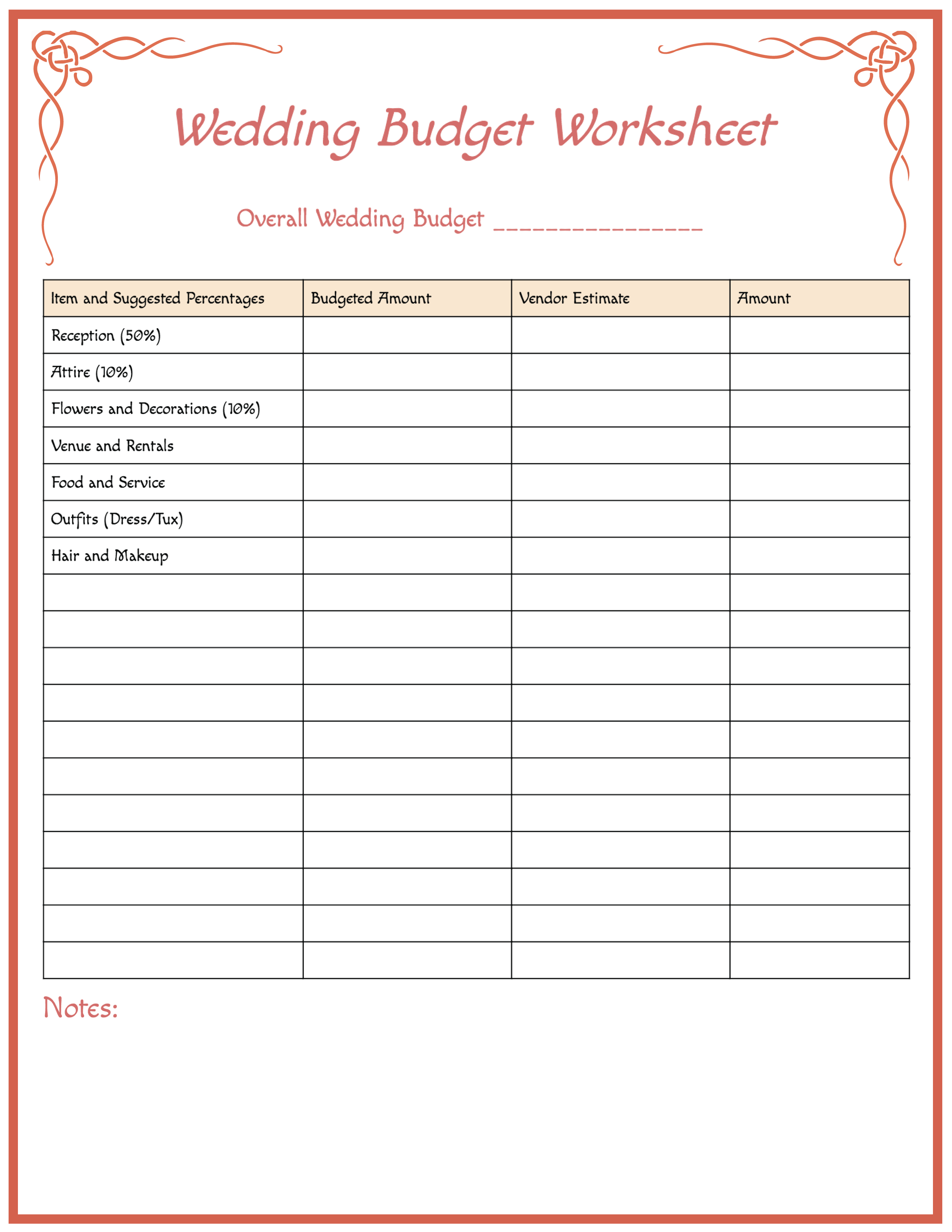 Wedding Planning Spreadsheet Template