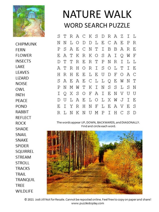 Nature Word Search Printable