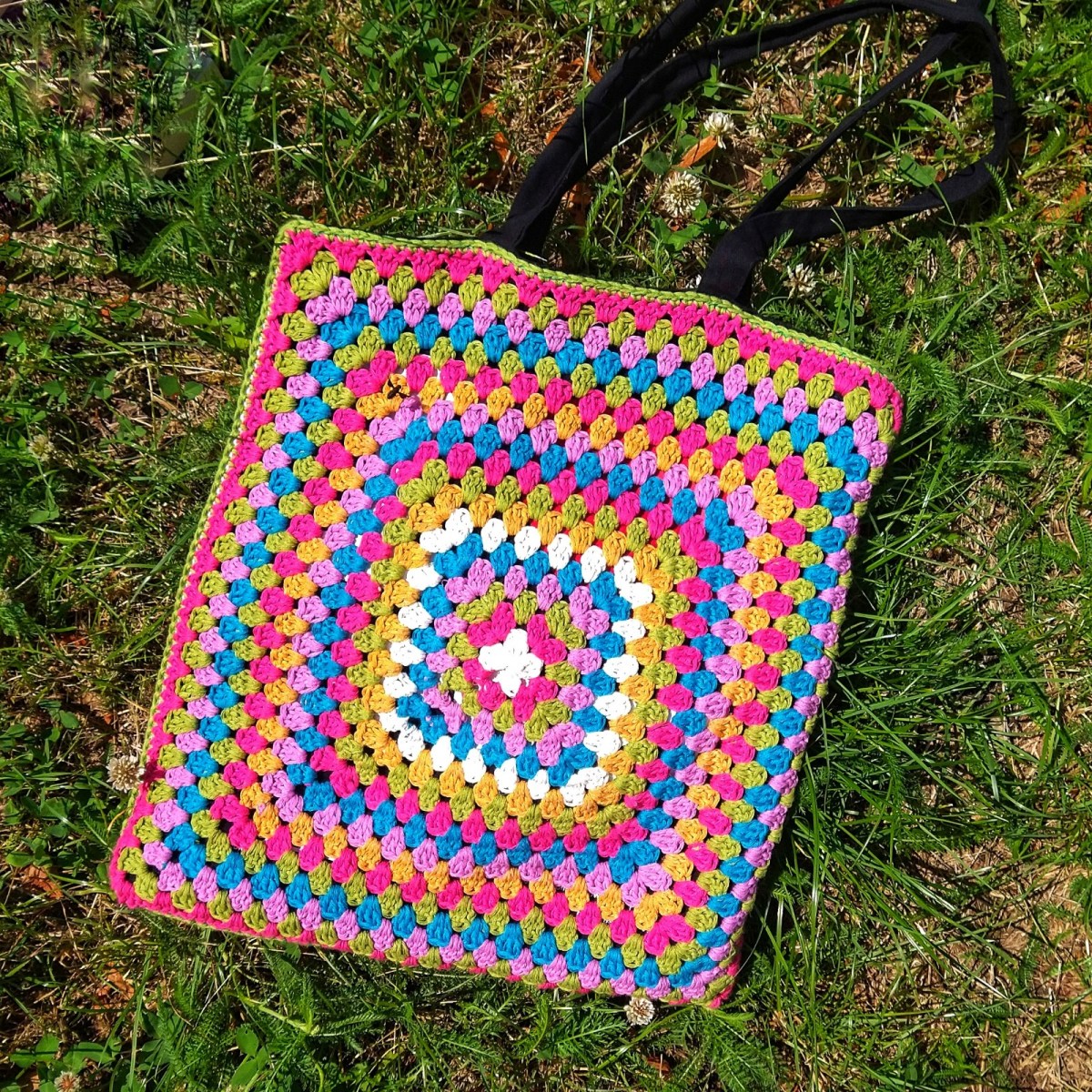 Easy Granny Square Tote Bag With Lining Free Pattern Pukapuka