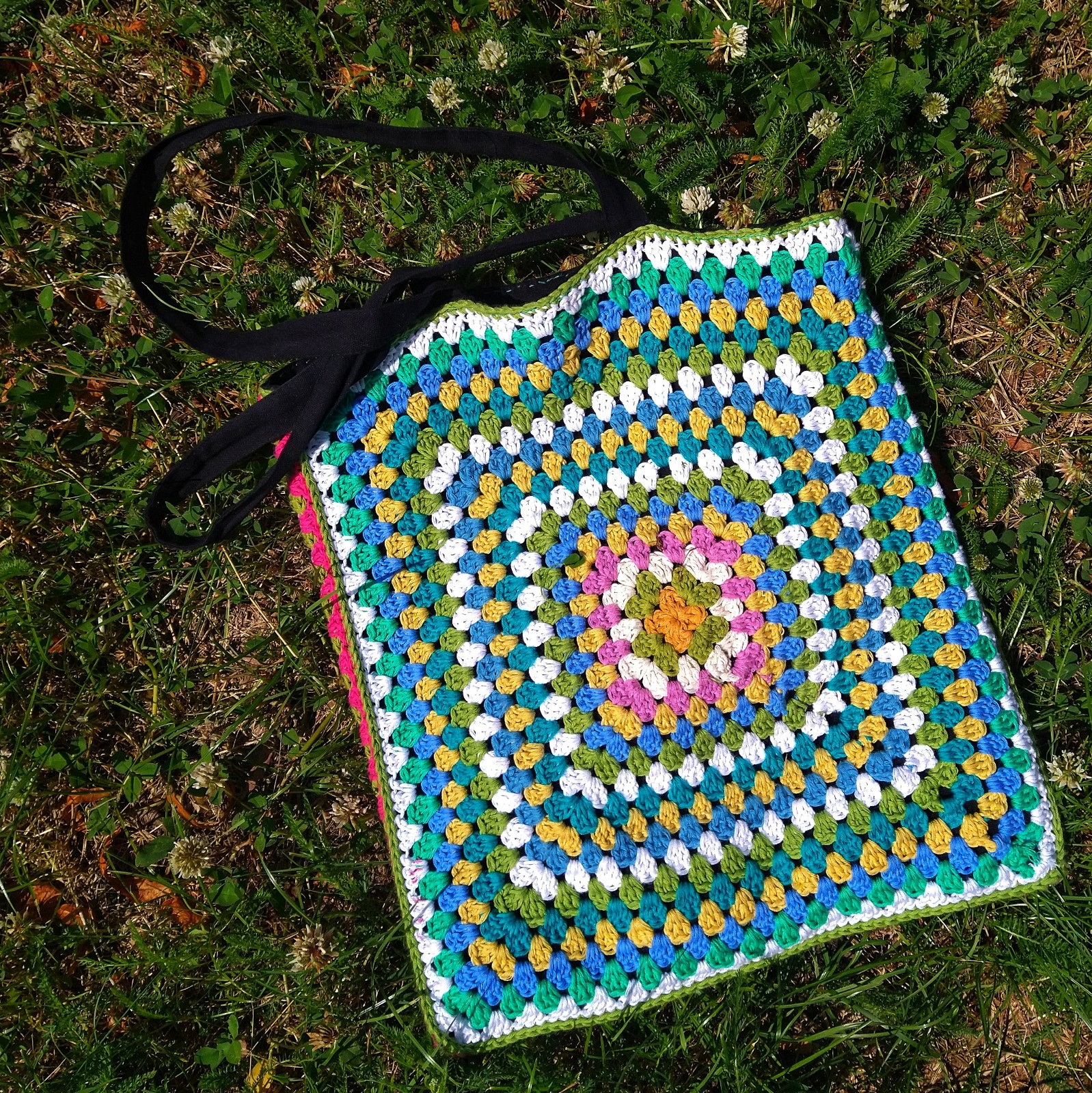 Easy Granny Square Tote Bag With Lining Free Pattern Pukapuka