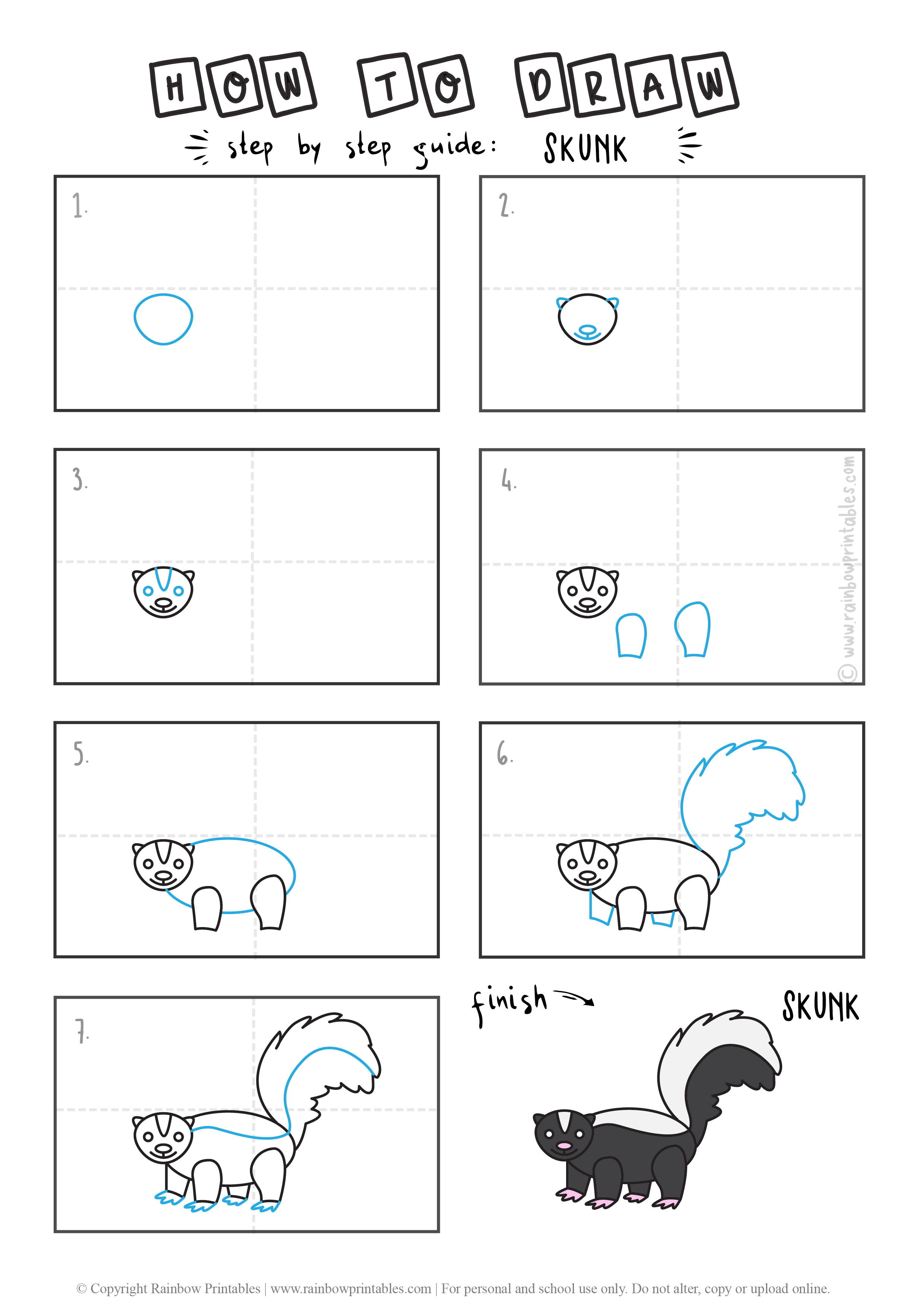 How To Draw A Skunk Step By Step At How To Draw