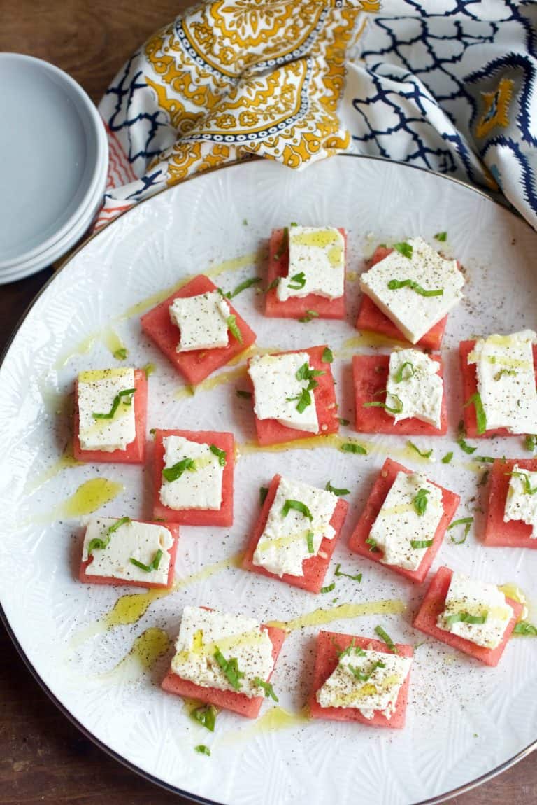 Watermelon Feta Bites Appetizer Reluctant Entertainer