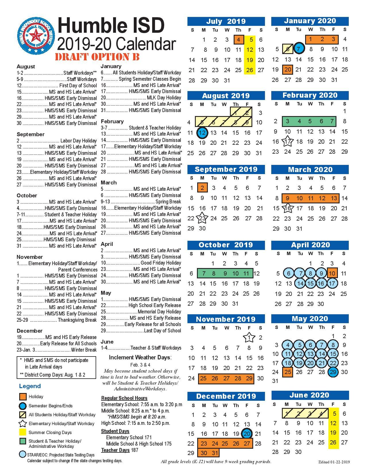 Humble Isd Calendar 2023 24 Printable Word Searches