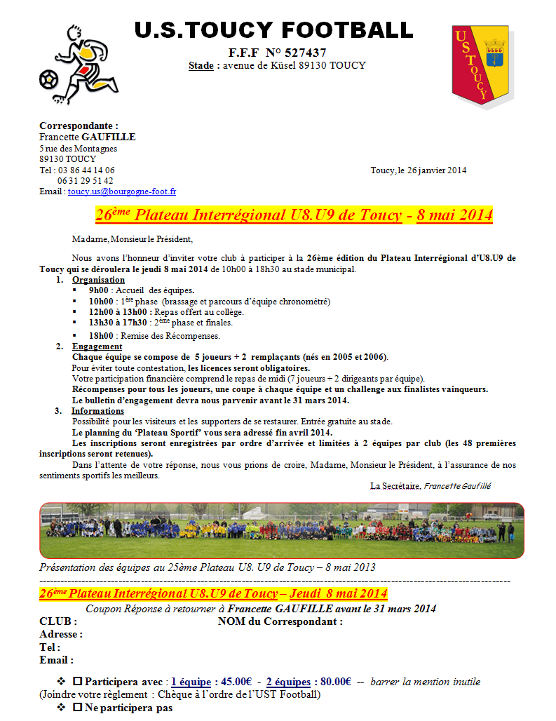 Modele De Lettre D Invitation À Un Tournoi De Football Meteor