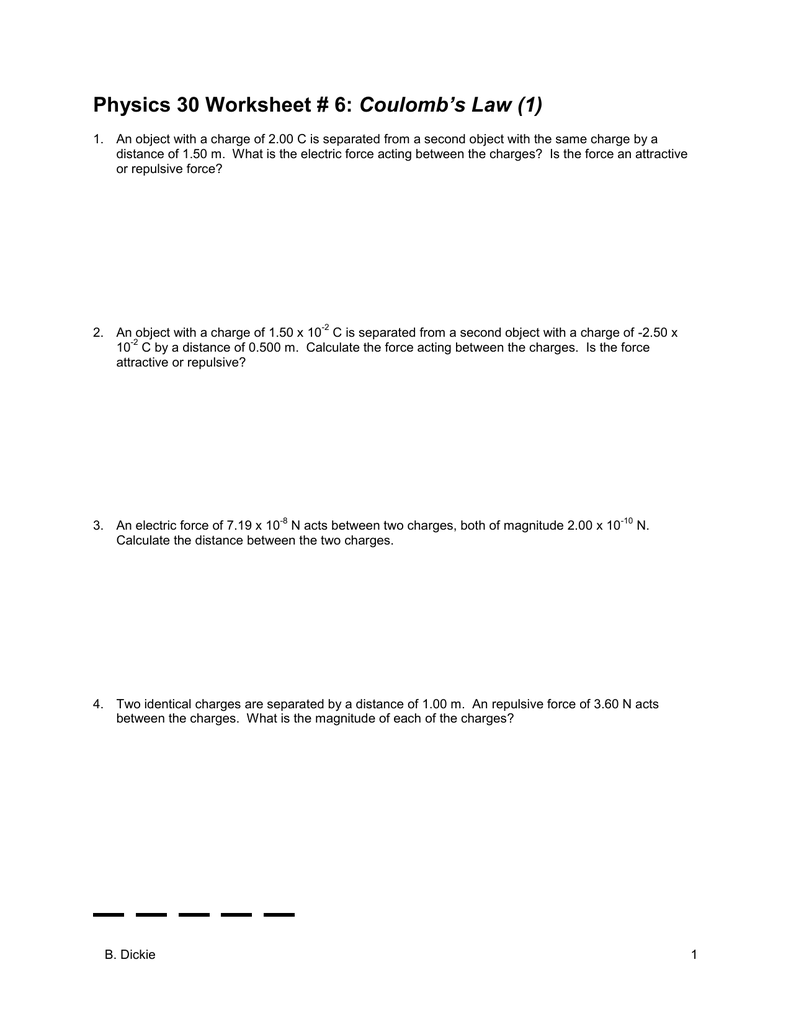 20 Coulombs Law Worksheet Worksheets Decoomo