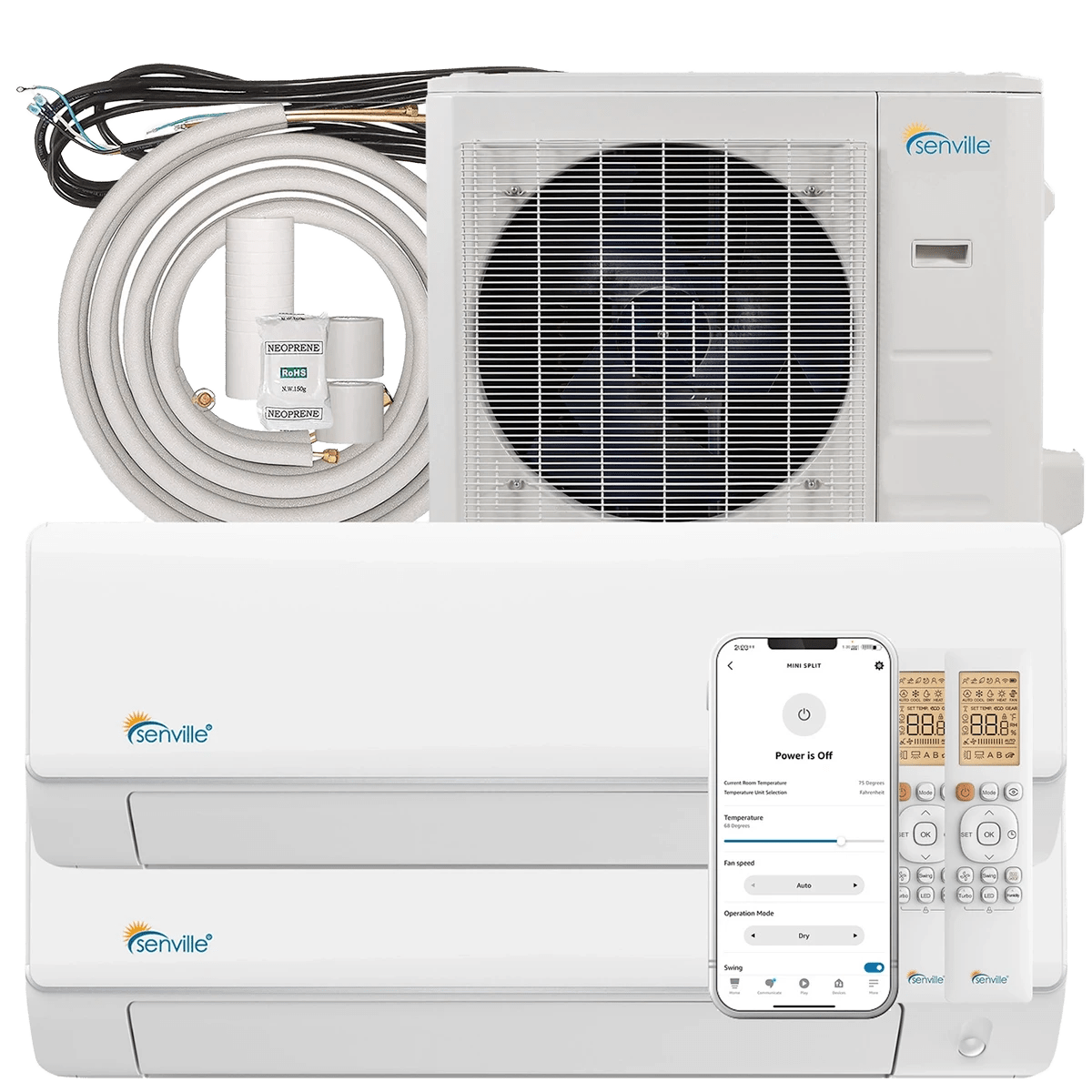 Senville 28000 Btu Dual Zone Mini Split Heat Pump And Wi Fi Top