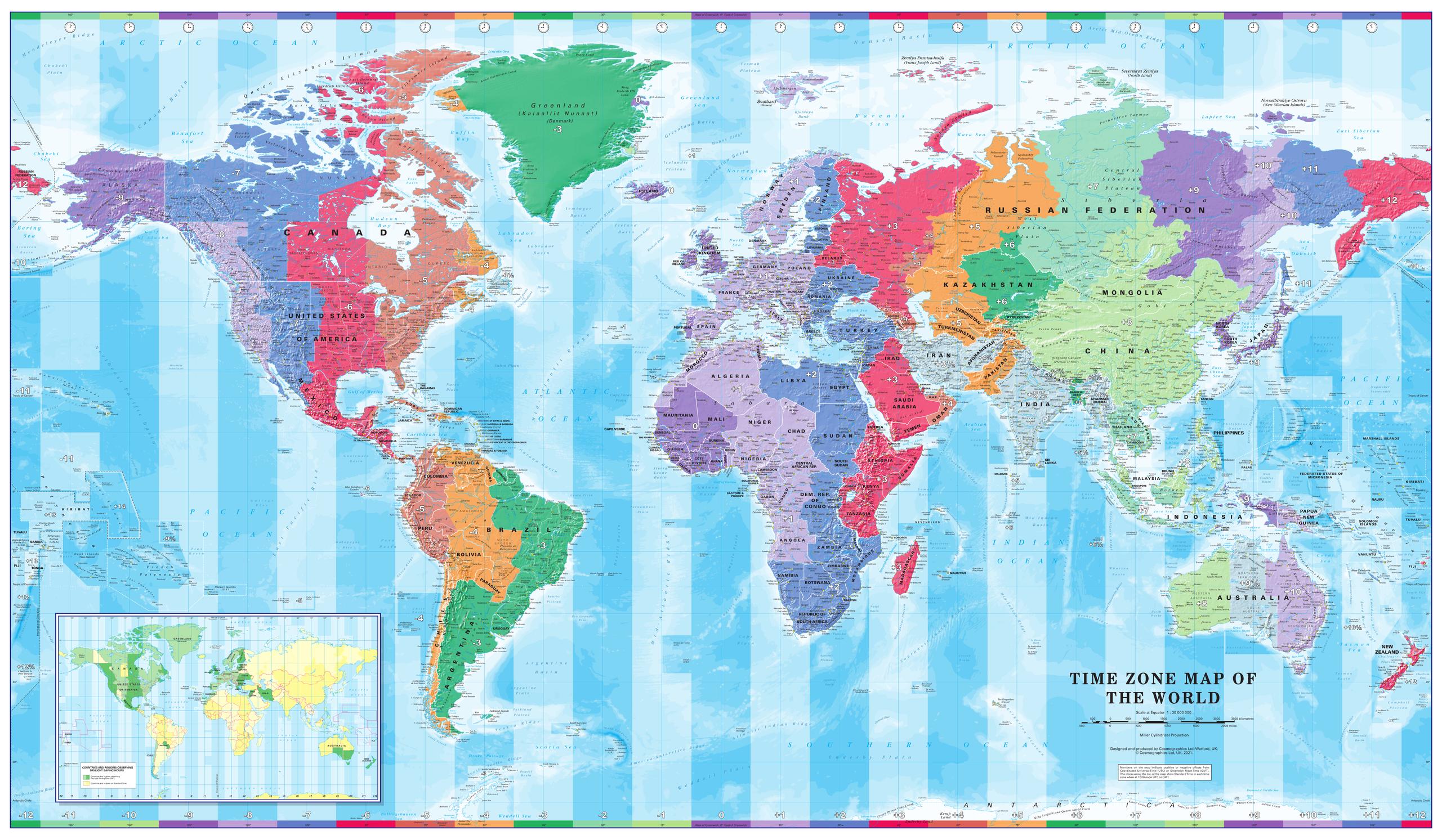 Printable Time Zone Map World