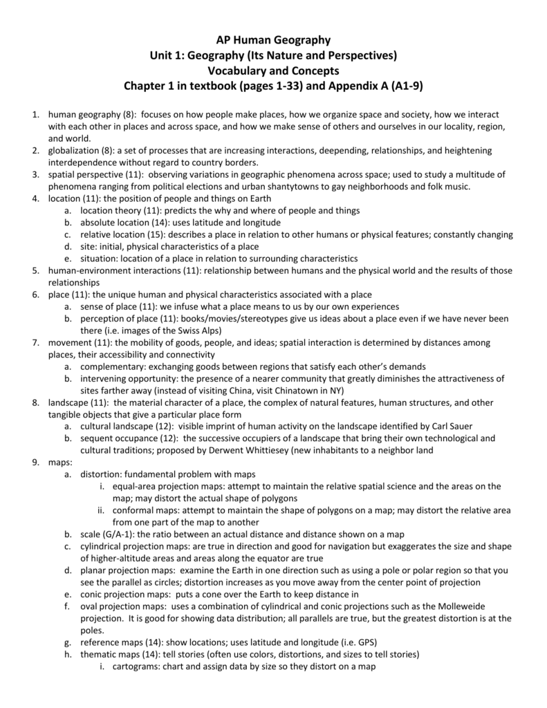 Amsco Ap Human Geography Unit 1 7 Practice Exam Answer Key A