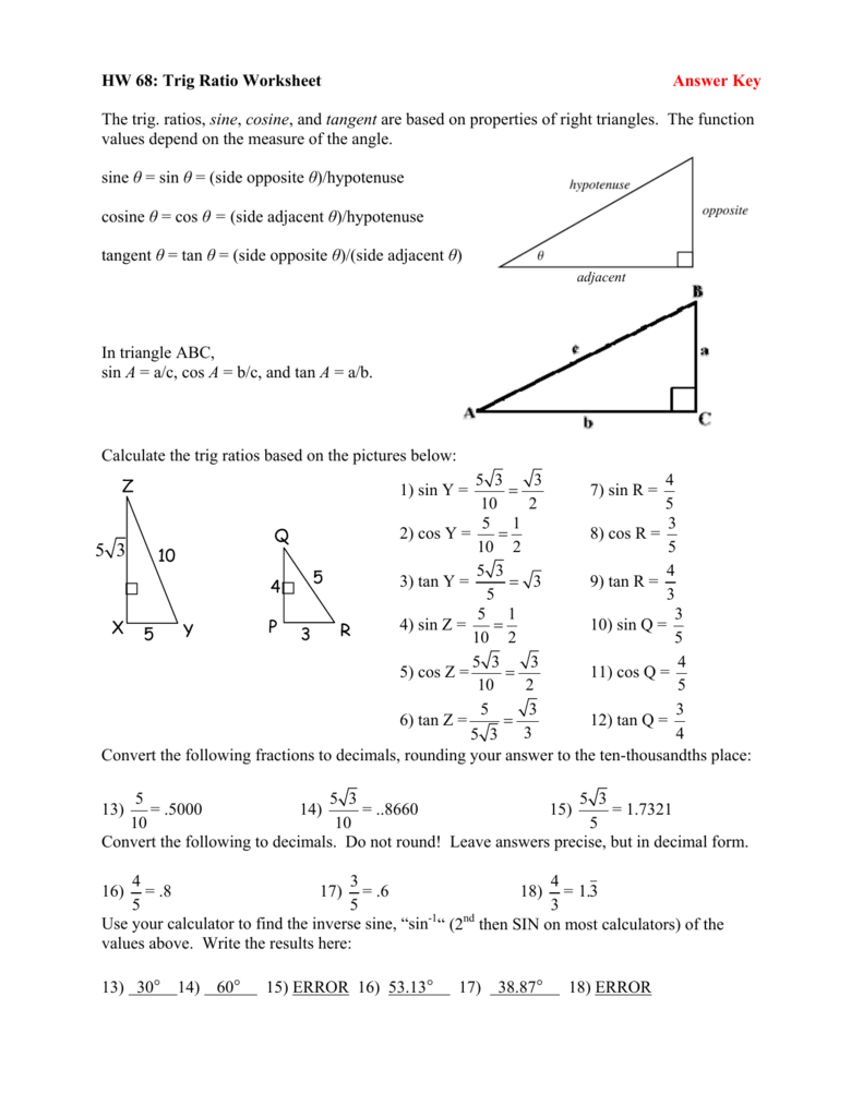 Sine Cosine Tangent Practice Worksheet Martin Lindelof