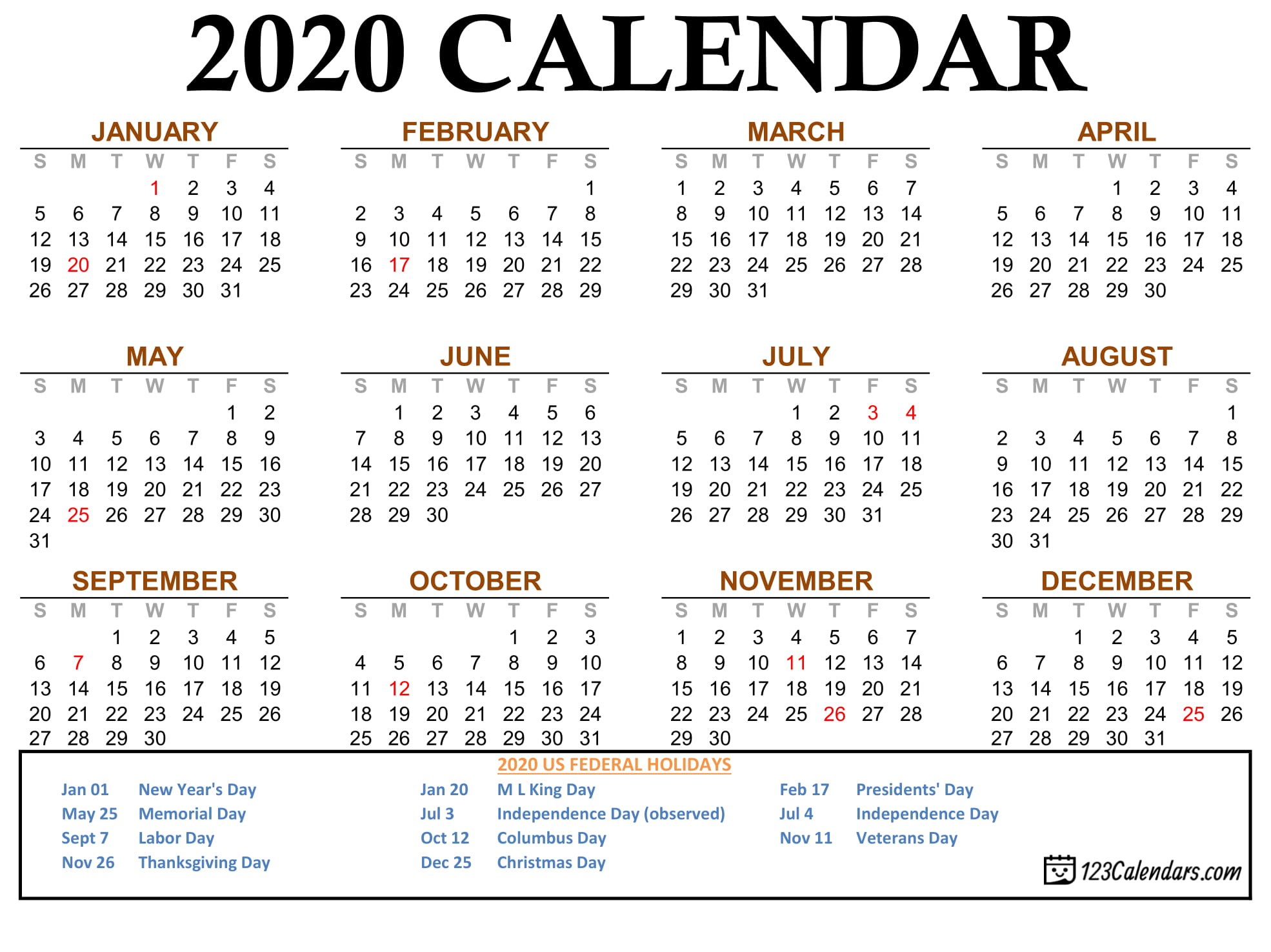 Printable Blank Calendar 2020 Malaysia Financial Report