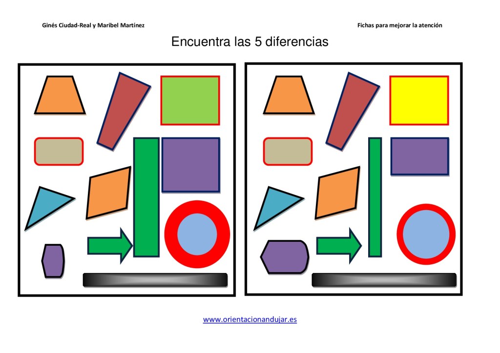 Tdah Diferencias Entre Conjuntos Formas Tamaño Y Colores Orientacion