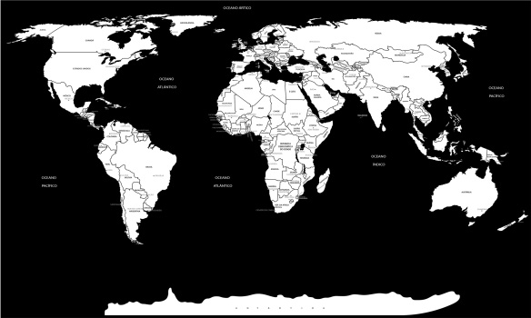 Mapa Mundi Preto E Branco Completo Com Nome Dos Países E Capitais