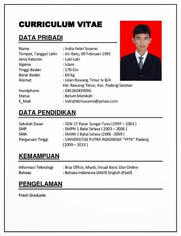 19 Contoh Cv Menarik Doc Word Background Garut Flash